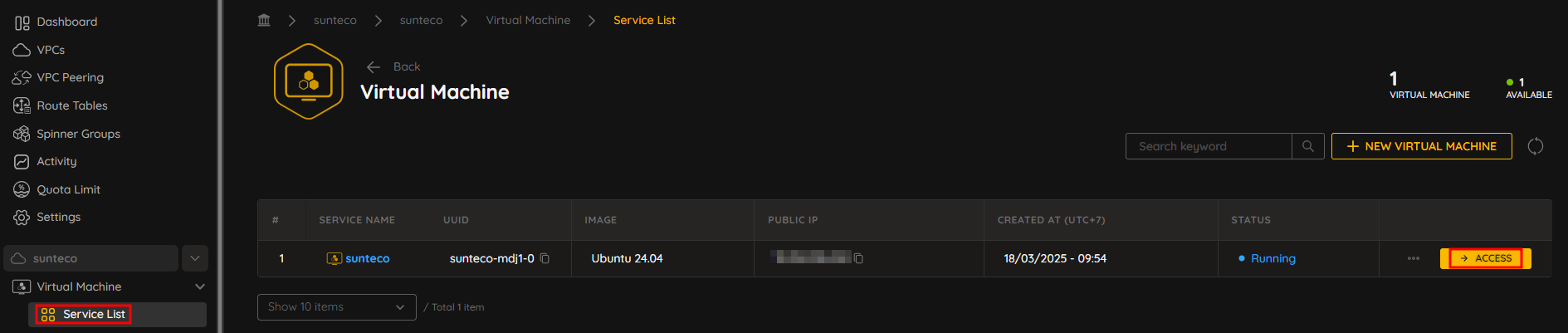 Detach network interface trong luồng vận hành của VM - Sunteco Cloud documentation