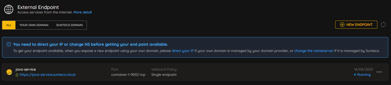 Multiple container services and call internal/external endpoints - Sunteco Cloud documentation