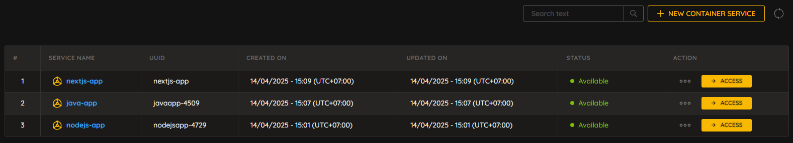Multiple container services and call internal/external endpoints - Sunteco Cloud documentation